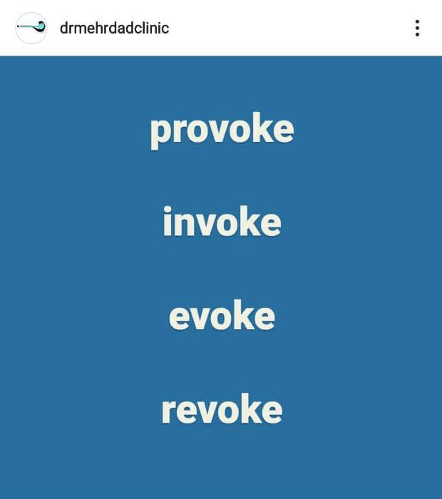 provoke, invoke, evoke, & revoke – کلینیک زبان دکتر مهرداد
